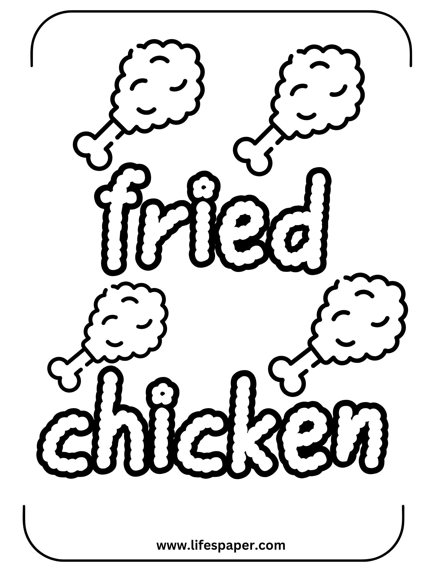 I Lift Forks Printable Coloring Page-Fried Chicken-Printable PDF – Life ...